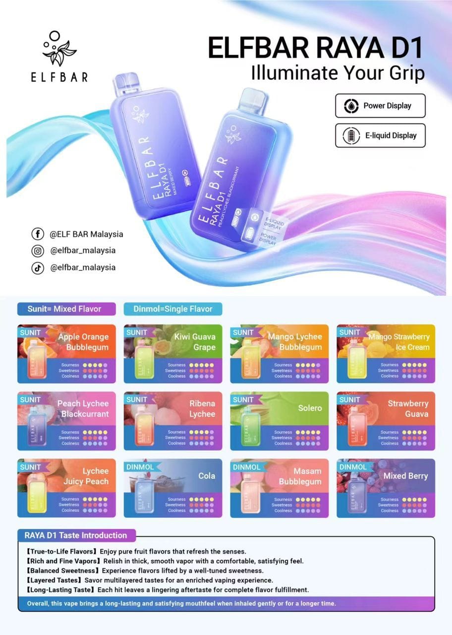 ELFBAR Raya D1 13000 Puffs– VAPETAG Malaysia