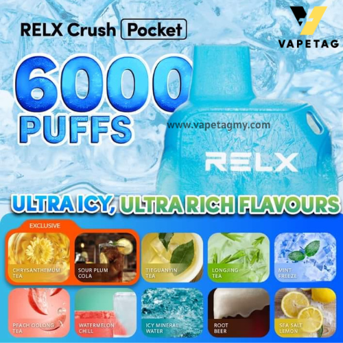 RELX Crush Pocket 6000 Puffs– VAPETAG Malaysia